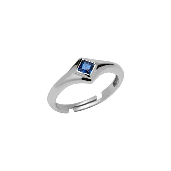 SPERO LONDON Fine Rectangular Navy Sterling Statet Ring