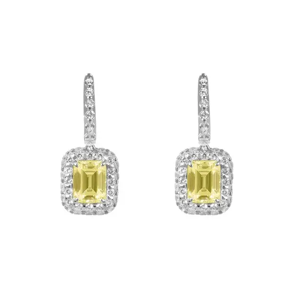 Arte Madrid Gemma Rectangular Charm Hoop Earrings Canary - Yellow