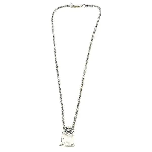TG-JEWELLERY BY TAMARA GERVASIO Silver / Black Skeleton Grave Spiga Chain Necklace In Sterling Silver - Silver/black