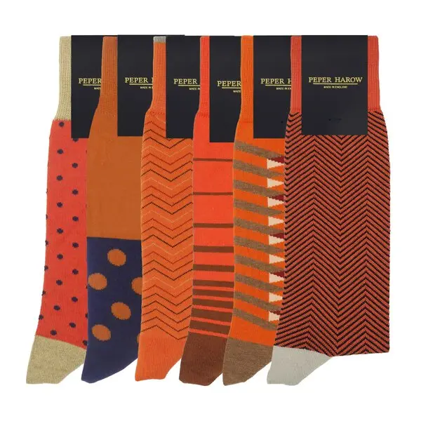 PEPER HAROW - MADE IN ENGLAND Six Pair Socks Bundle - Orange
