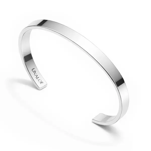 UNALOE Medium Band Open Cuff Bracelet In Sterling Handmade Italian Jewelry - Silver