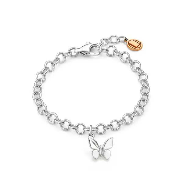 UNALOE Butterfly Charm Adjustable Bracelet In Sterling – Elegant Symbolic Jewelry - Silver