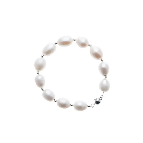 SILVER MOON Sterling Silver Bracelet With Pearls Spherical Harmony - White