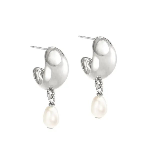 BIKO Origin Pearl Huggies - Silver
