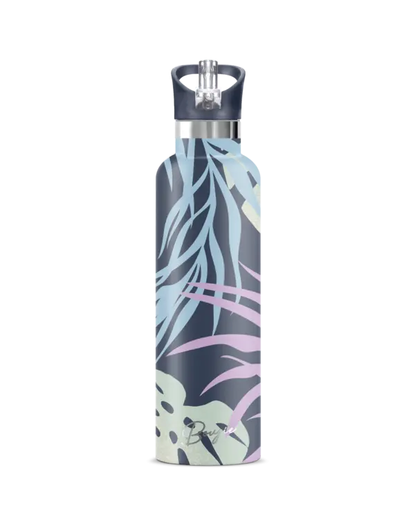 MY BOUGIE BOTTLE Nahele| Midnight Palms Insulated Water Bottle - Blue
