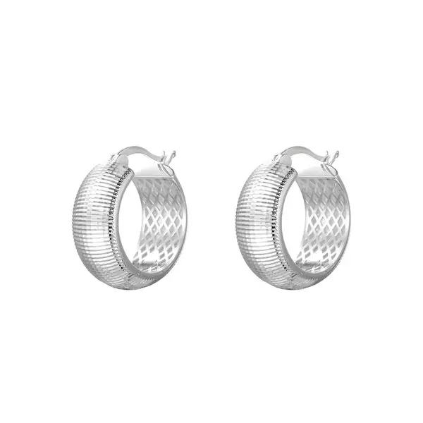 EVERY WAVE Disco Textured Dome Sterling Hoops - Silver