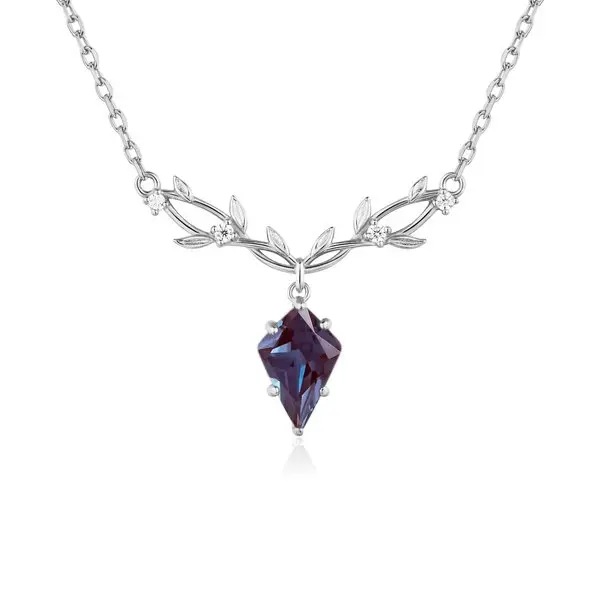 AZURA JEWELRY NEW YORK Elven Entwine Alexandrite Necklace White Gold Vermeil - Silver