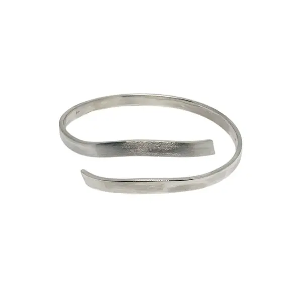 TG-JEWELLERY BY TAMARA GERVASIO Recycled Sterling Open Bangle – Polished & Matte Finish Cuff - Silver
