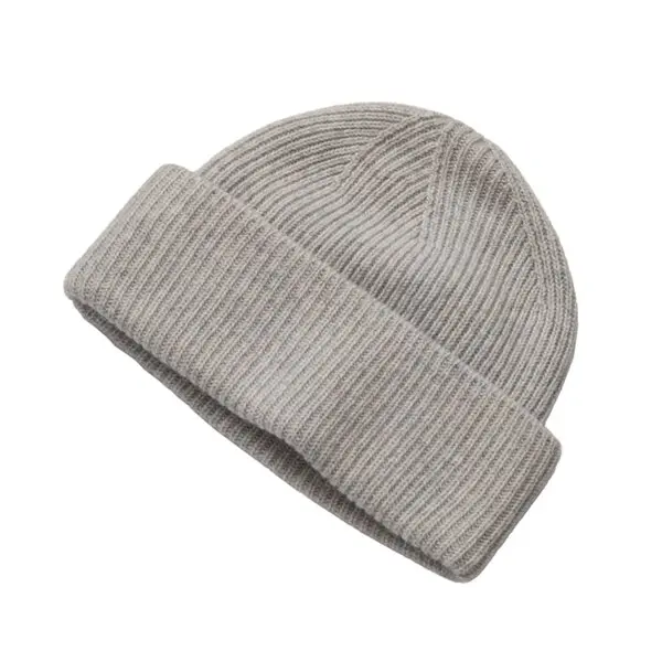 COVE Cashmere Ribbed Beanie - Grey