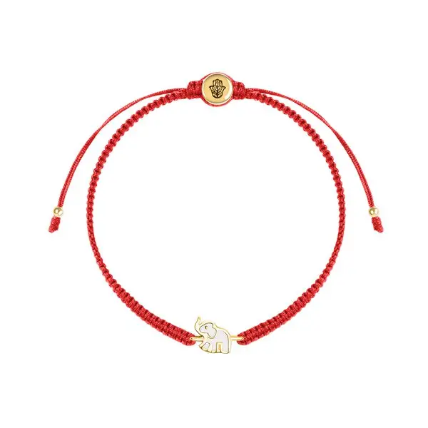 KARMA AND LUCK Ultimate Wisdom Elephant Charm String Bracelet - Red