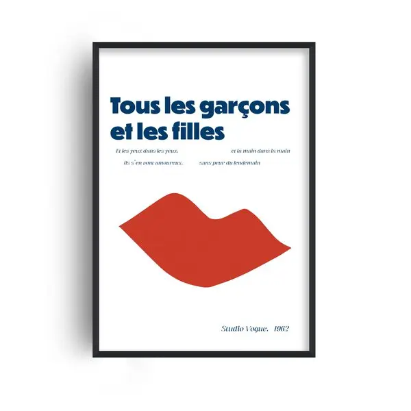 FANCLUB Blue / Red Tous Les Garçons Et Les Filles French Retro Giclée Retro Art Print A2 - Blue/red
