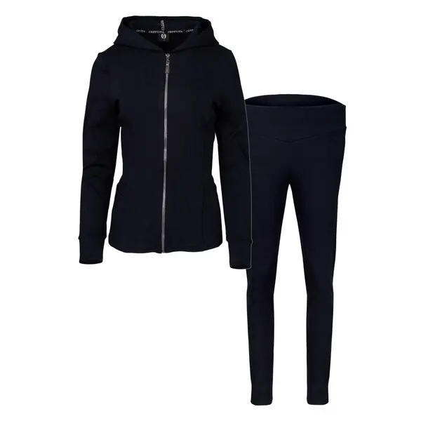 OH!ZUZA NIGHT&DAY Cotton Fitted Tracksuit Zip Hoodie & Lounge Tight - Black