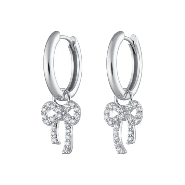 SCREAM PRETTY Bow Charm Hoops - Silver