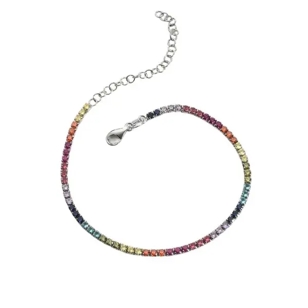 SPERO LONDON Rainbow Colourful Sterling Tennis Bracelet - Silver