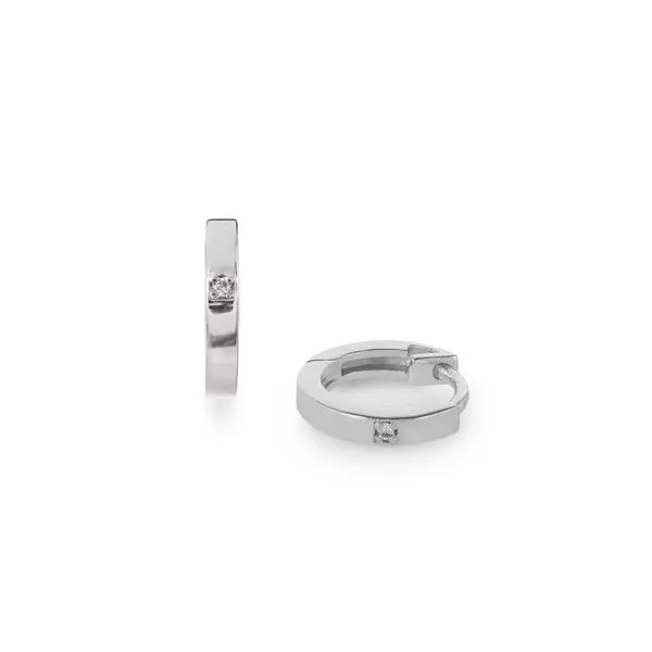 KAIZARIN Pair Of Diamond Studded 9 Carat White Gold Huggies - Silver
