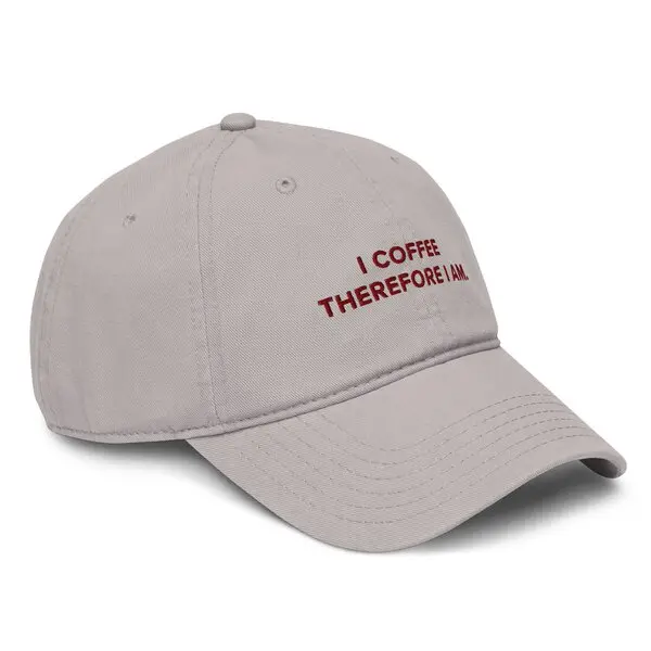 ANCHOR & CREW Gustatory I Coffee Therefore I Am. Cotton Embroidered Cap - Grey