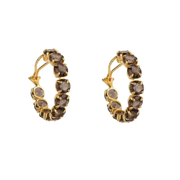 Bounkit Brown / Gold / Green Elaine Hoops Pierced - Brown/gold/green