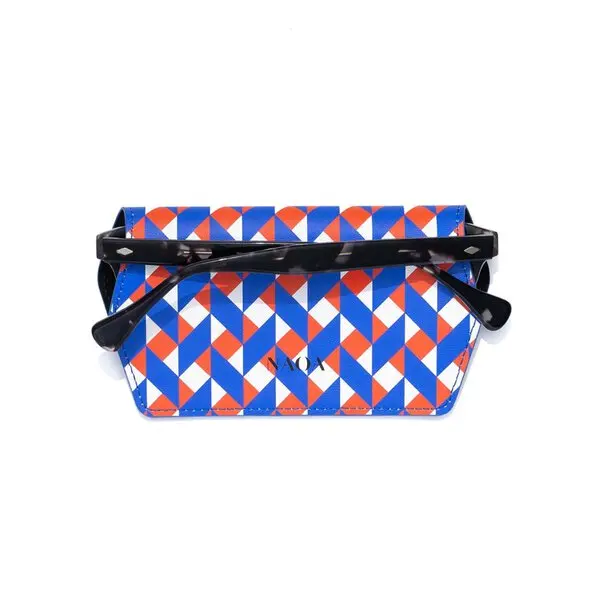 NAOA Blue / White Slim Glasses Case Weave Print - Blue/white