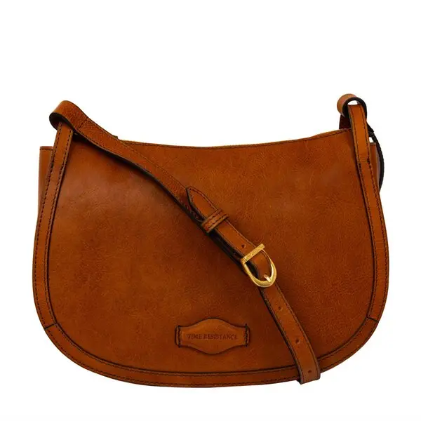TIME RESISTANCE Leather Hobo Bag La Noia - Brown