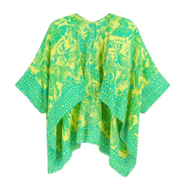 Saachi Tropical Print Kimono - Green
