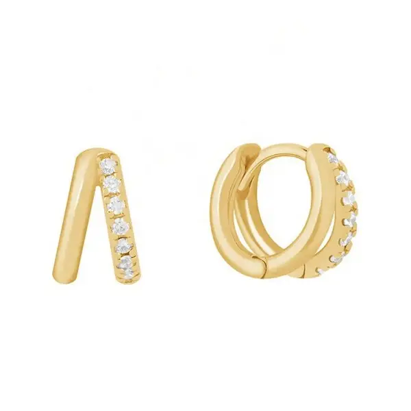NAZZAR Mini Twin Huggie Earrings - Gold
