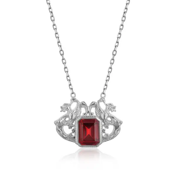 STEFAN TIRON Lancelot Red Silva Neclace - Silver