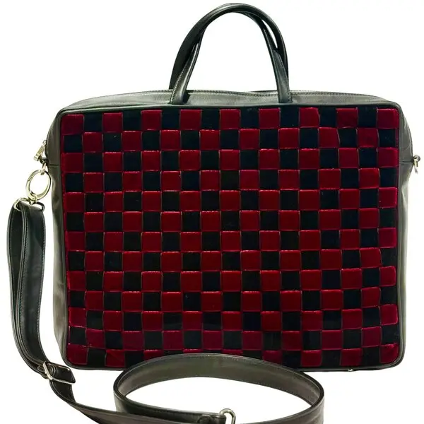 VELVET ATELIER Black / Red Paco Black And Maroon Laptop Case - Black/red
