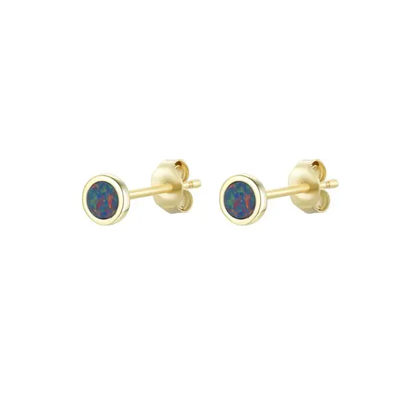 KAMARIA Round Opal Stud Earrings - Black