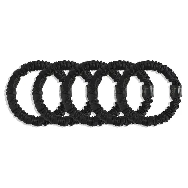 6FIFTYTWO® Pure Mulberry Slim Silk Scrunchies - Black