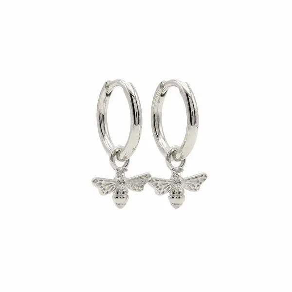 DAINTY LONDON Bumble Bee Huggie Hoop Earrings - Silver