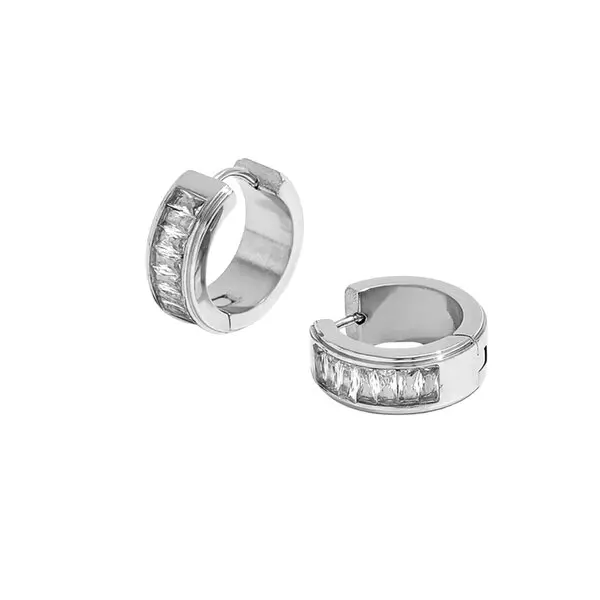 MICKEY'S GIRL Baguette Waterproof Hoops - Silver