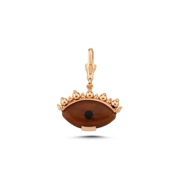 ECCE ARTISAN DIAMONDS 14k Solid Gold Eye See You With Ball Eyelash Charm Champagne Foam - Brown