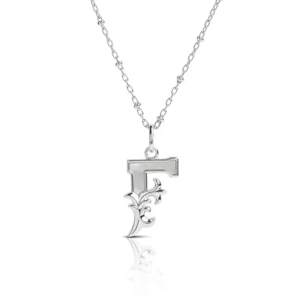 KASUN LONDON Solid F Initial Necklace With Mother Of Pearl - Silver