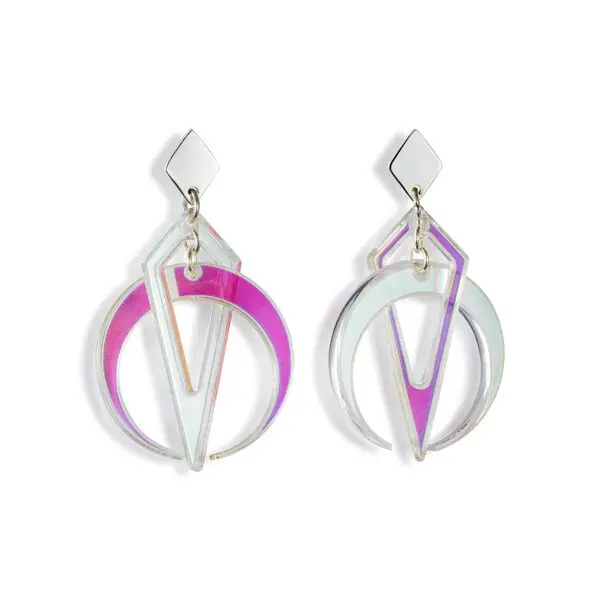 TOOLALLY Crescent Hoops Iridescent - Silver