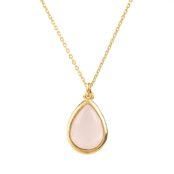 LATELITA Rose Quartz Pisa Teardrop Necklace - Gold