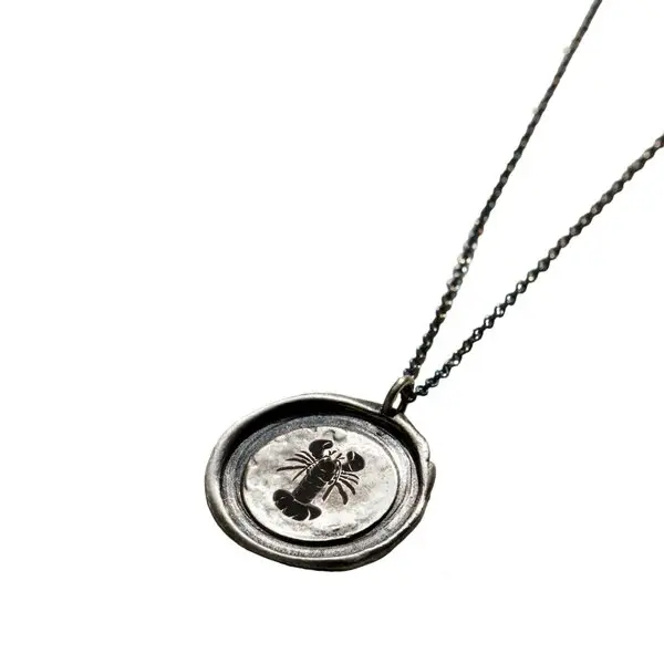 POSH TOTTY DESIGNS Oxidised Sterling Lobster Wax Seal Necklace - Silver