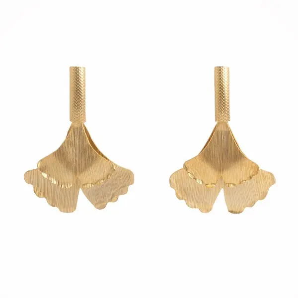MERAKI BY RASHMI BAJAJ Ginko Leaf Plated Dangle Earrings
