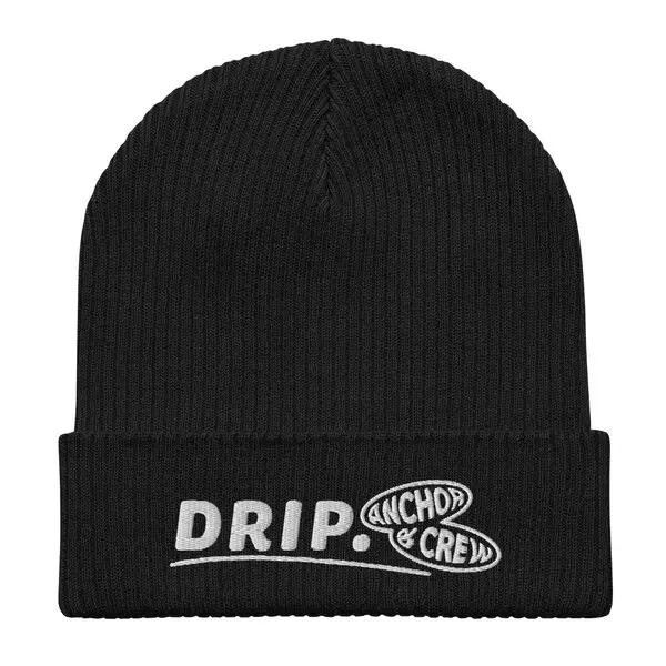 ANCHOR & CREW Drip Gen. Organic Cotton Embroidered Beanie - Black