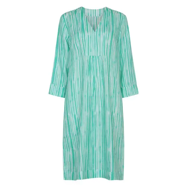 NOLOGO-CHIC Stripe Picot Dress Linen - Green
