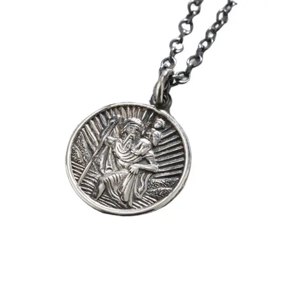 POSH TOTTY DESIGNS Oxidised Sterling St Christopher Necklace - Silver