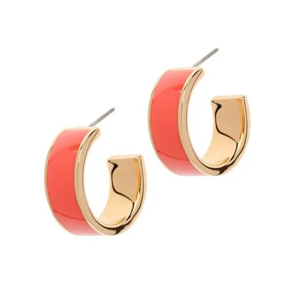 EMMA HOLLAND JEWELLERY Coral Enamel Hoop Earrings - Orange