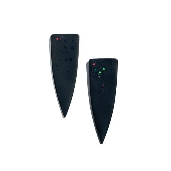 BABALOO JEWELRY Obsidian Dagger Earrings - Black