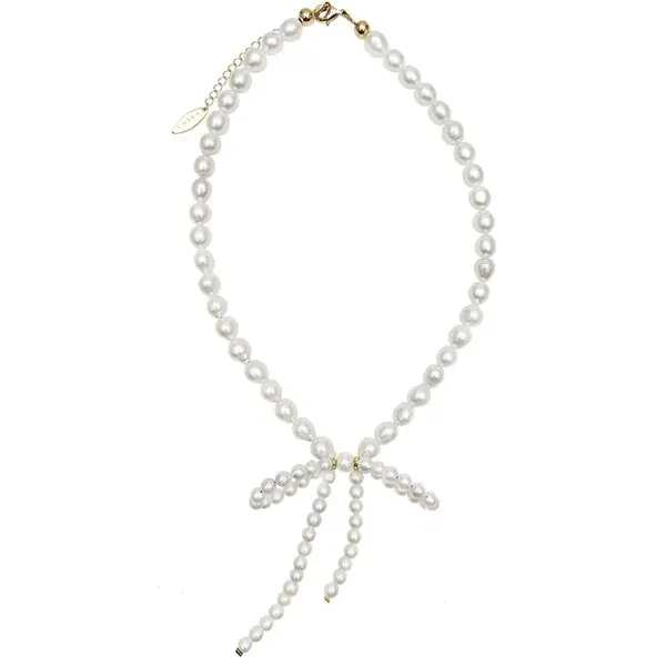 FARRA Freshwater Pearls Butterfly Knot Statet Necklace