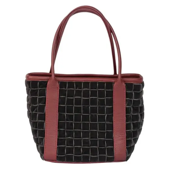 VELVET ATELIER Cholito Maroon Hand Bag - Grey