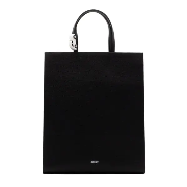 ABSURDE Big Stop Tote Bag In Leather For 16" Laptop - Black