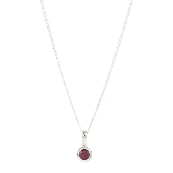 CHARLOTTE'S WEB JEWELLERY Silver / Red July Birthstone Charm Silver Necklace Ruby - Silver/red