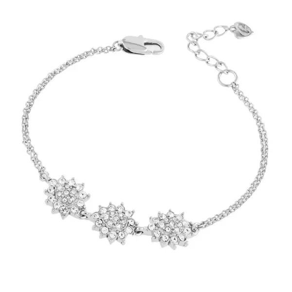 Grossé Platinum & Crystal Flower Statet Bracelet, Series Gleam - Silver
