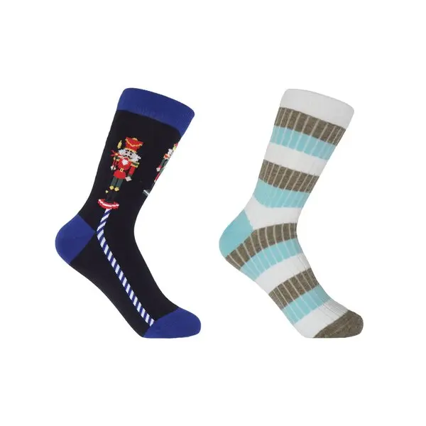 PEPER HAROW - MADE IN ENGLAND Nutcracker Black & Chord Turquoise Socks Bundle - Blue