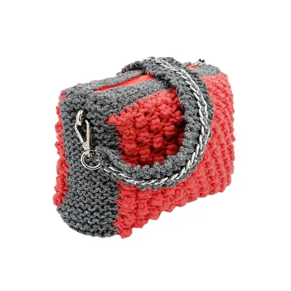HILO DE MAR Orange / Silver Agarimo Hand Knitted Bag Coral - Orange/silver