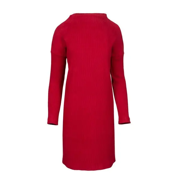 OH!ZUZA NIGHT&DAY Casual Ribbed Mini Dress Tunic - Red